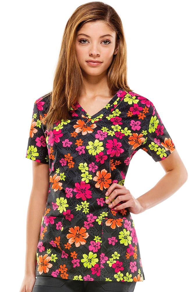 Clearance Everyday Scrubs Signature By Dickies Womens V Neck Floral Print